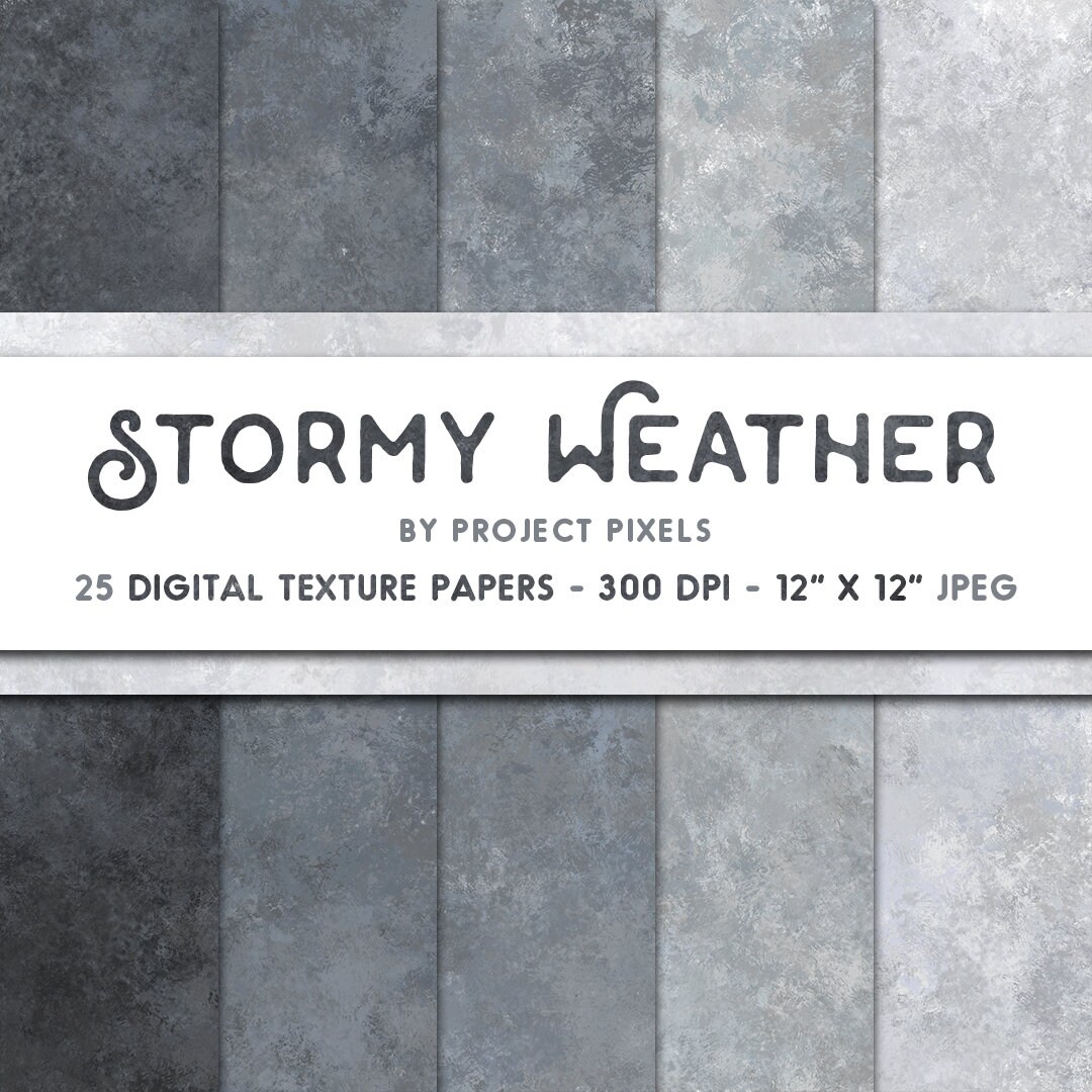 Stormy Weather, Digital Paper Pack, Soft Art Textures, Grunge Paper ...