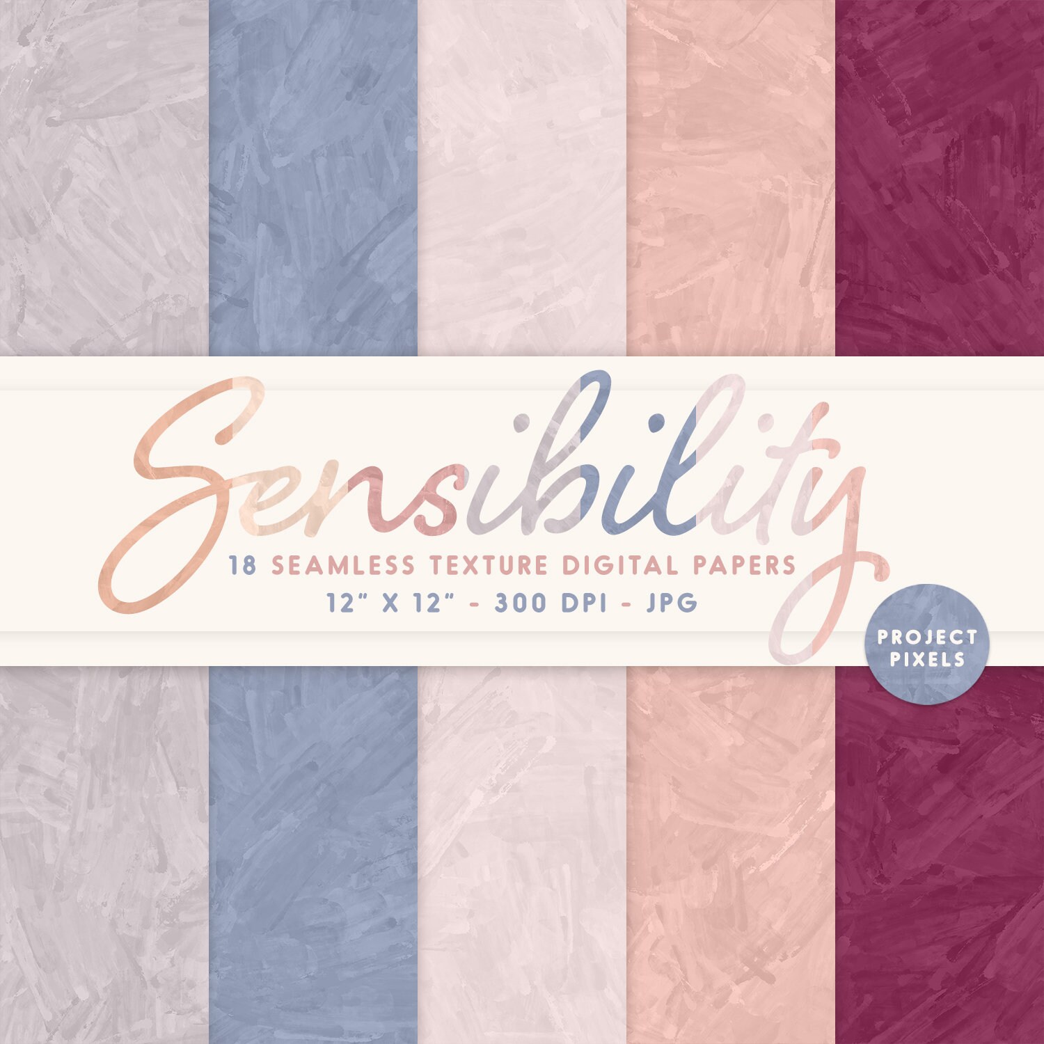 Sensibility Digital Paper Pack, Soft Art Textures, Wet Paint, Gradient ...