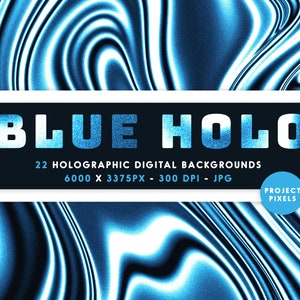 Blue Holo Digital Backgrounds, Chrome Texture, Winter Chromatic ...