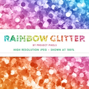 Rainbow Glitter Digital Paper, Rainbow Glitter Textures, Chunky Glitter ...