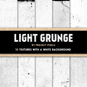 Light Grunge Textures, Digital Paper Pack, Photo Overlays, Vintage Black White Grey Sepia ...