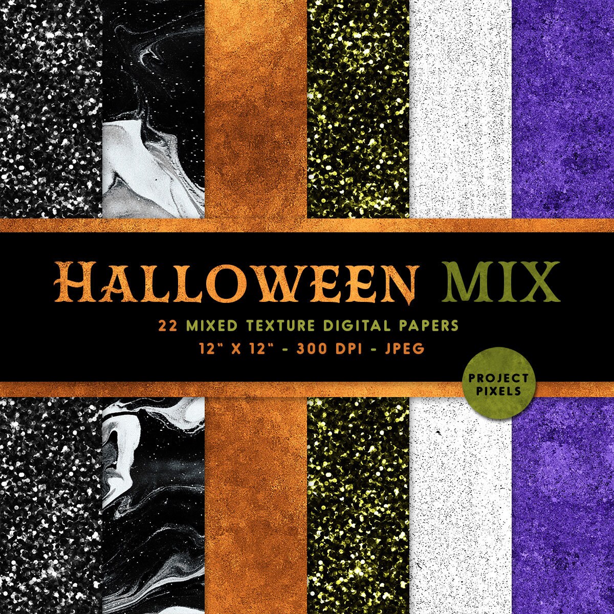 Halloween Mix Digital Paper Pack Mixed Media Textures Spooky - Etsy