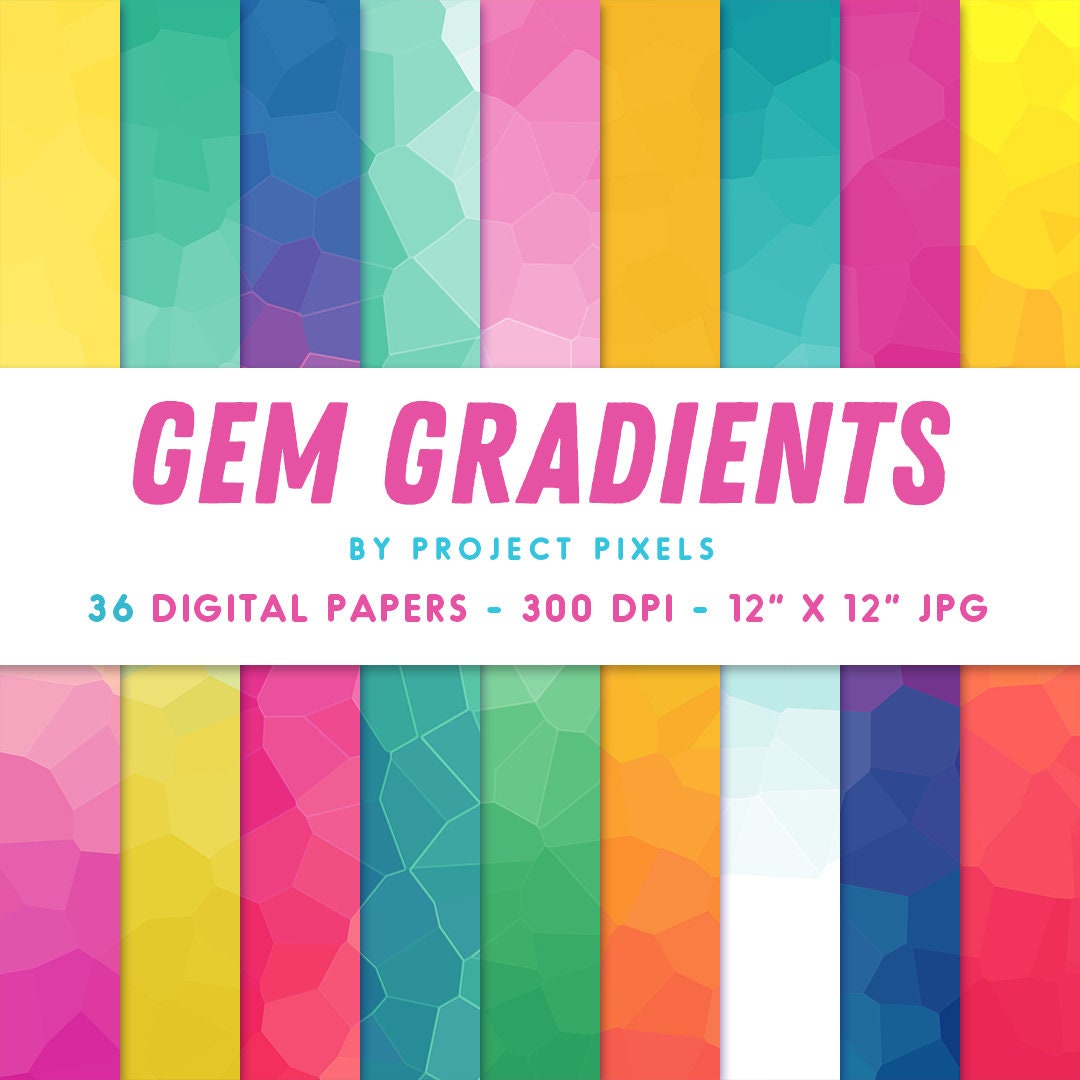 Gem Gradients Digital Paper, Gradient Backgrounds, Rainbow Paper ...