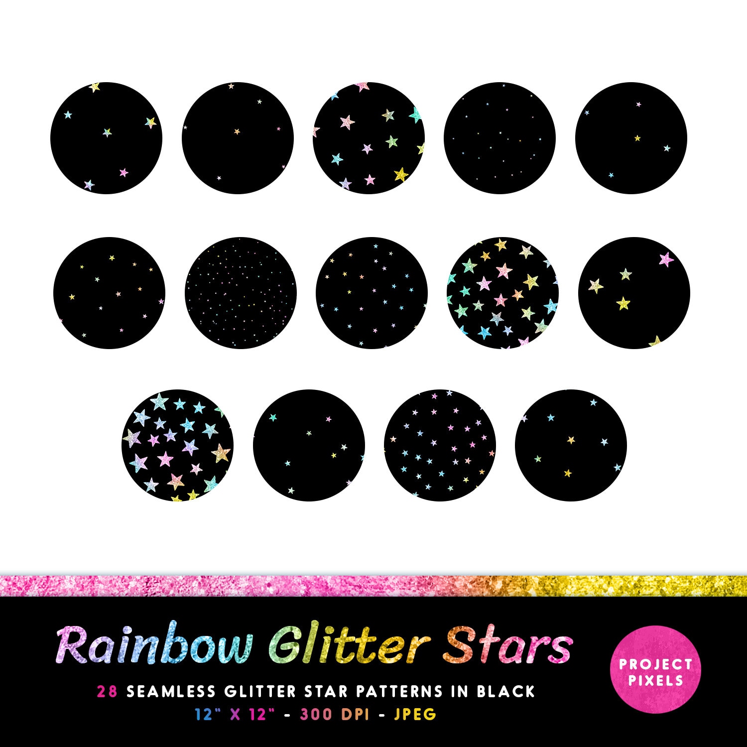 Rainbow Glitter Stars Seamless Patterns Digital Paper Pack - Etsy