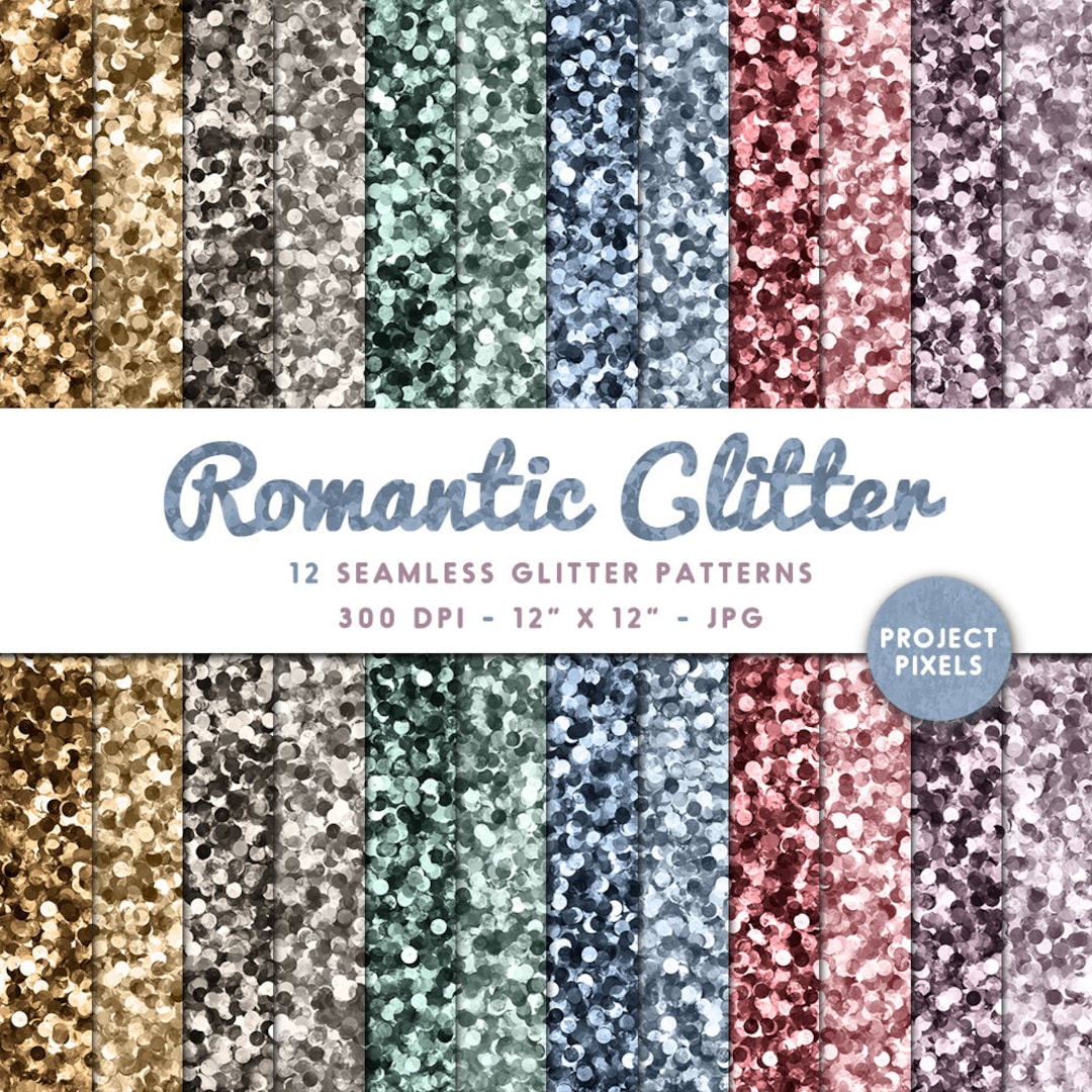 Romantic Glitter, Seamless Patterns, Soft Color Glitter Digital Paper ...