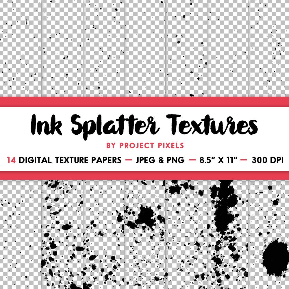 Ink Splatter Textures, Grunge Seamless Patterns, Ink Clip Art, Ink ...
