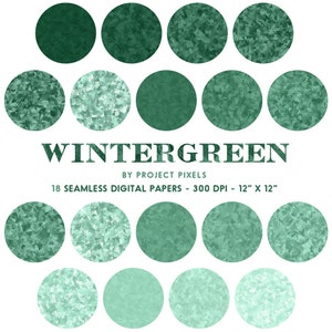 Wintergreen Digital Paper, Winter, Green, Nature Art, Gradient Paper ...