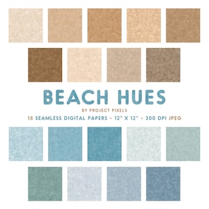 Beach Hues Digital Paper Pack, Ocean Sand Color Paper, Soft Art ...
