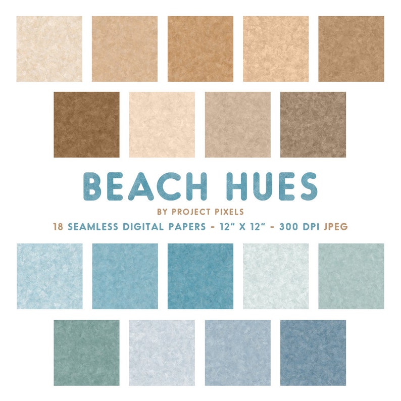 Beach Hues Digital Paper Pack Ocean Sand Color Paper Soft - Etsy Canada