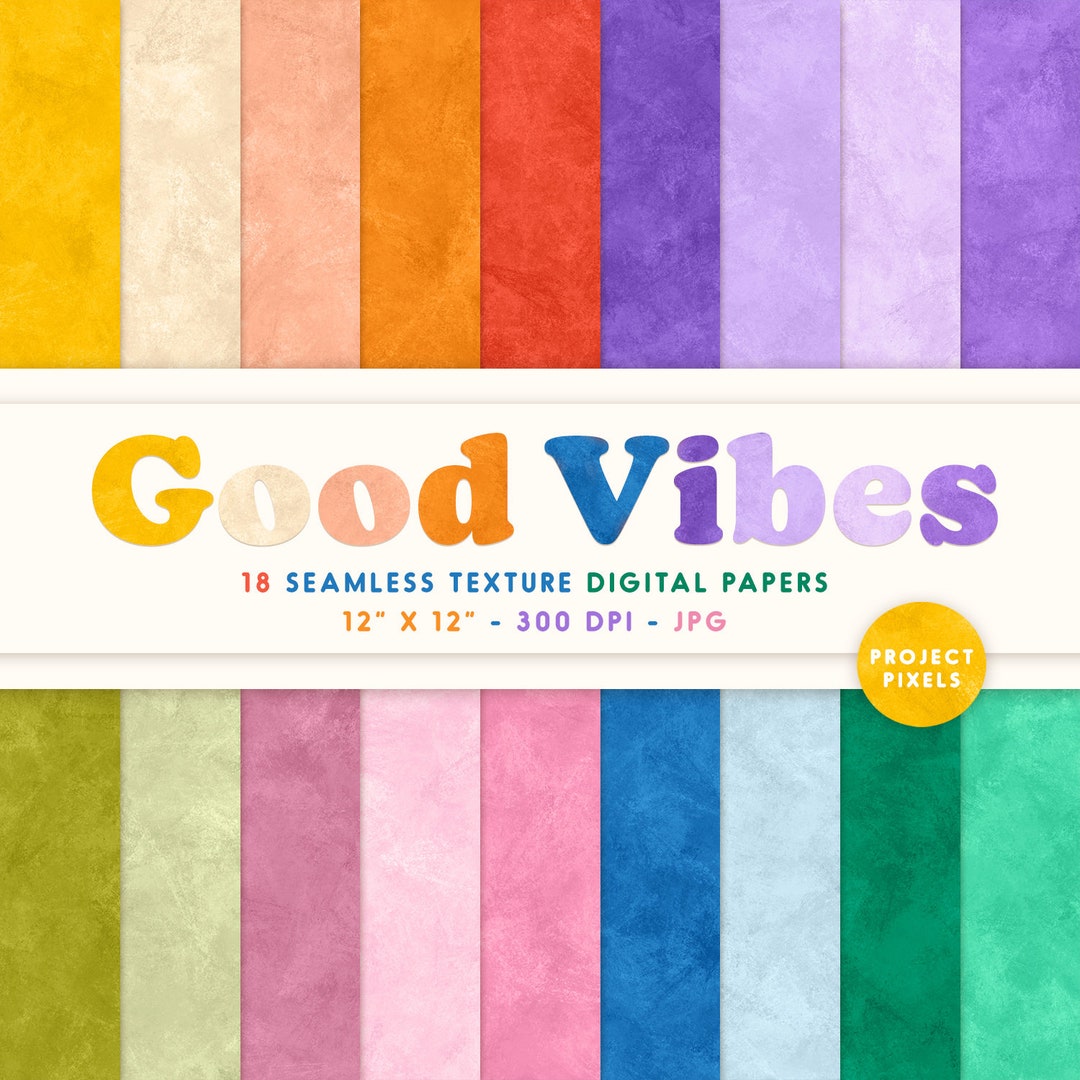 Good Vibes, Fun 60s Color, Digital Paper Pack, Groovy Art Textures ...