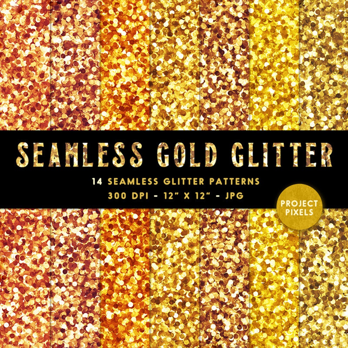Seamless Gold Glitter Patterns, Chunky Gold Glitter Digital Paper ...