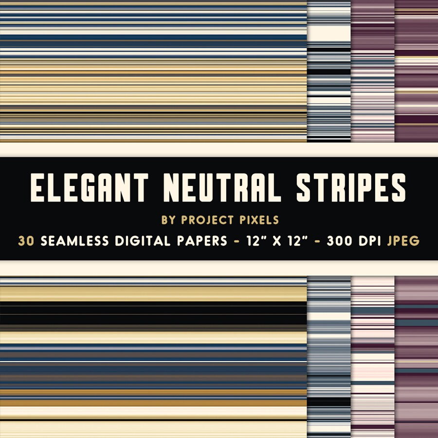 Elegant Neutral Stripes Digital Paper Seamless Patterns - Etsy