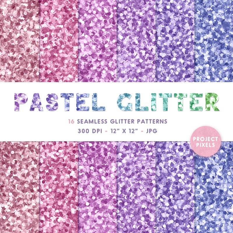 Pastel Glitter, Seamless Patterns, Rainbow Glitter Digital Paper ...