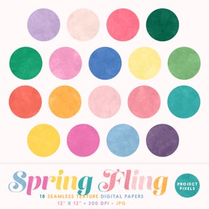 Spring Fling Digital Paper, Cute Art Textures, Easter, Valentine ...