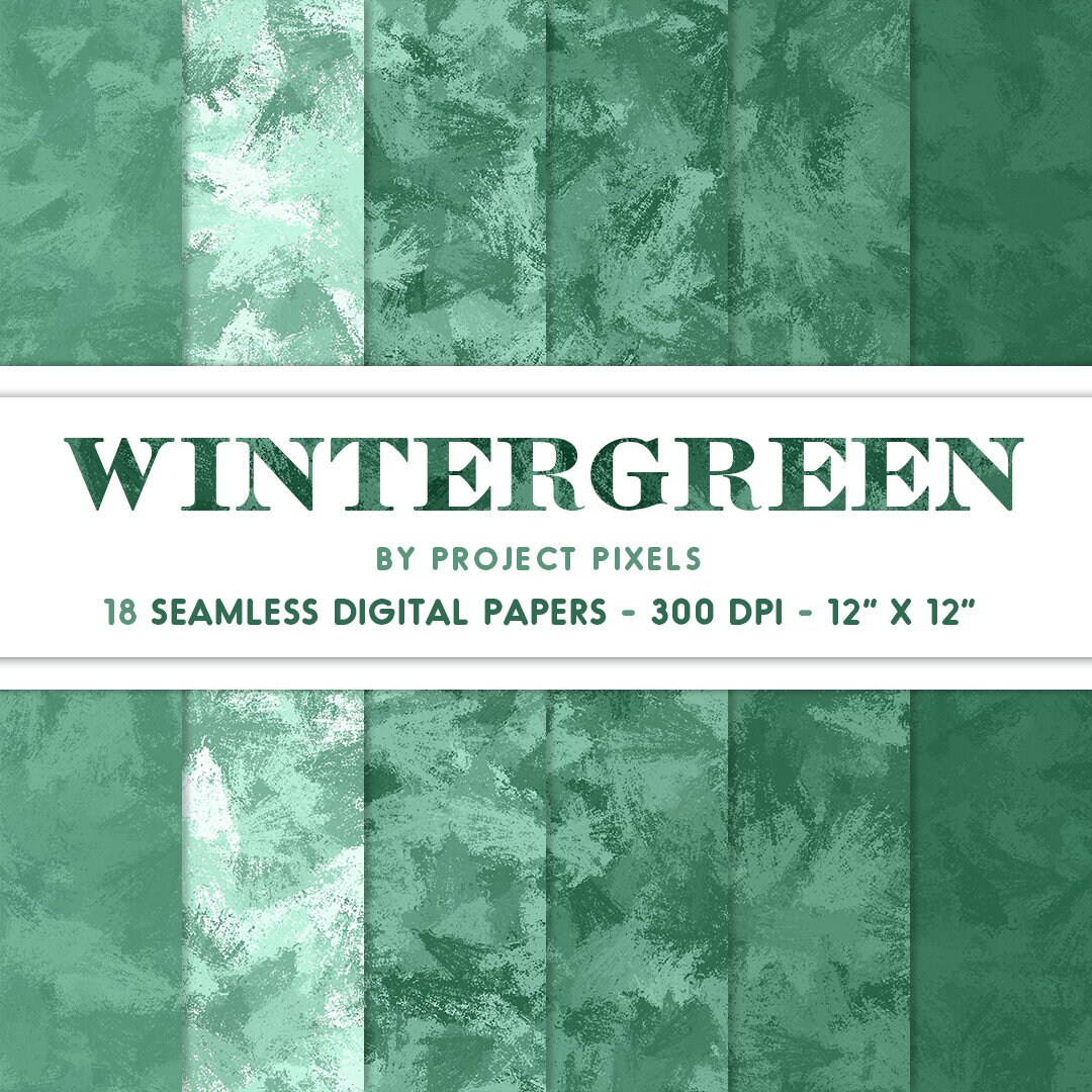 Wintergreen Digital Paper, Winter, Green, Nature Art, Gradient Paper ...