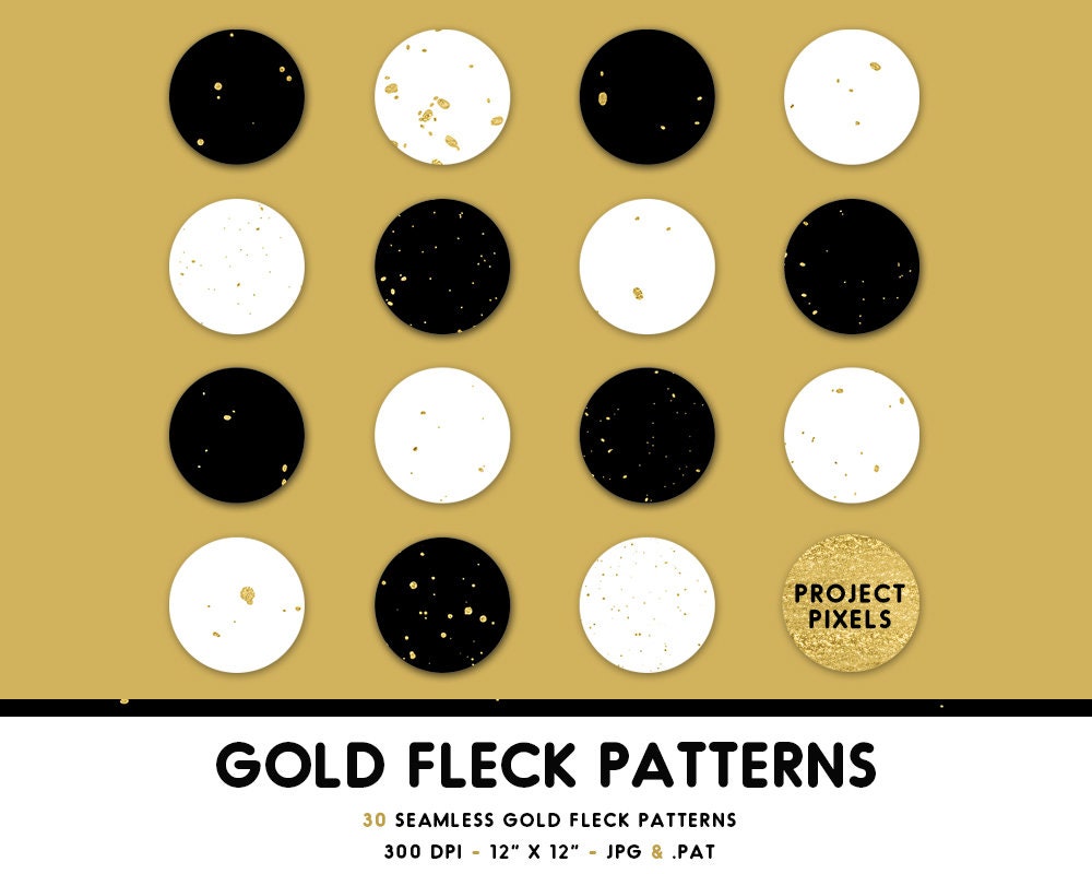 Gold Fleck Patterns, Digital Paper Pack, Seamless Patterns, Gold Paint ...
