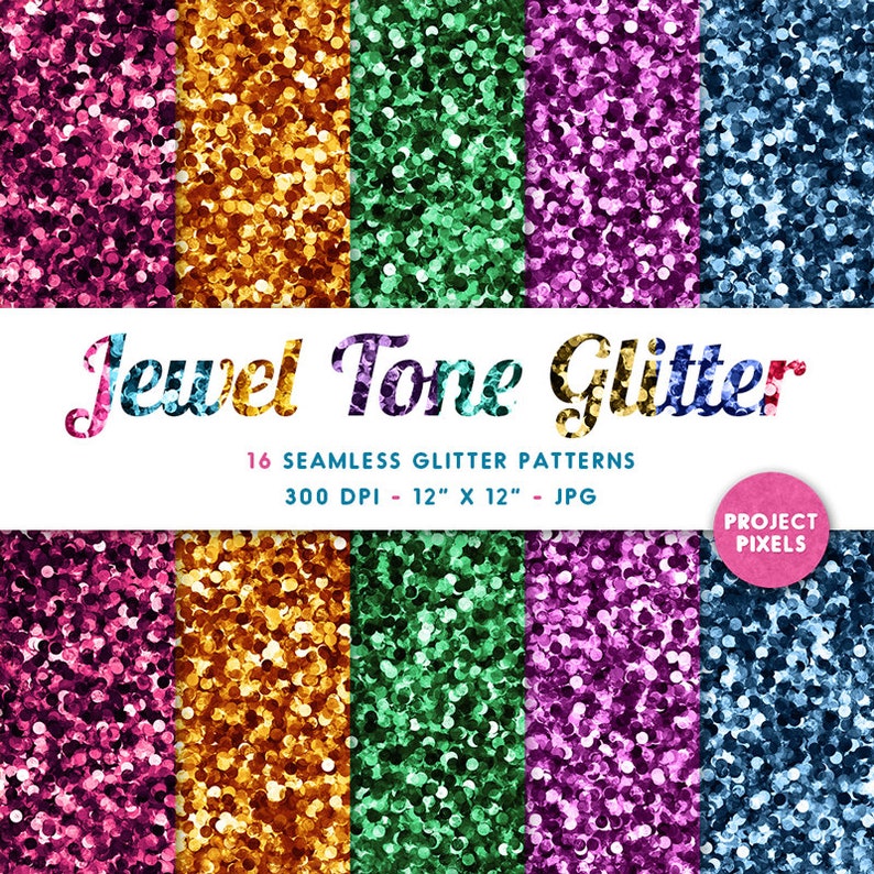 Jewel Tone Glitter, Seamless Patterns, Glitter Digital Paper, Glitter ...