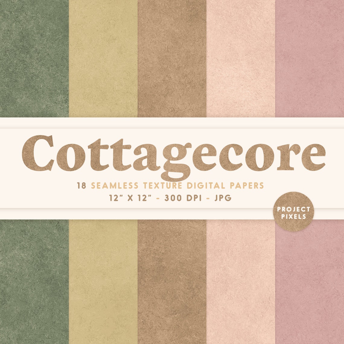 Cottagecore Digital Paper Pack, Earthy Seamless Textures, Natural Color ...