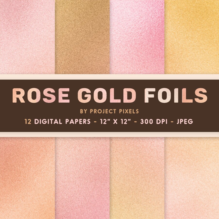 Rose Gold Foils Digital Paper Gold Metallic Texture Rose - Etsy