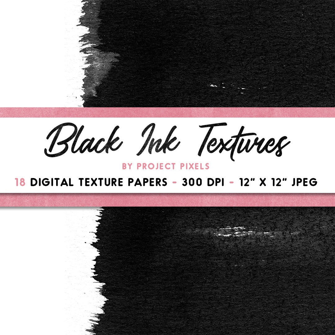 Black Ink Textures, Digital Paper, Black and White, Grunge Texture ...