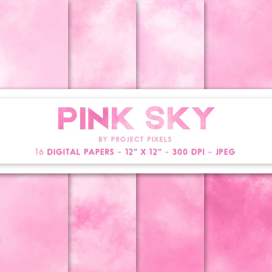 Pink Sky Digital Paper, Soft Paint Texture, Pastel Sky Background, Pink ...