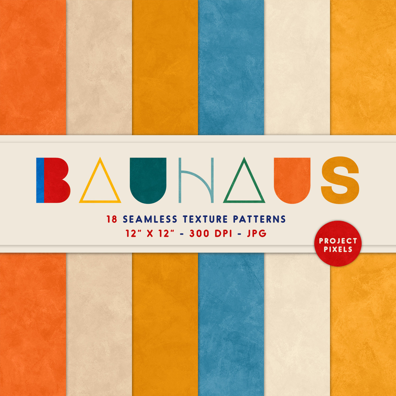 Bauhaus, Digital Paper, Retro Seamless Textures, Vintage Color Patterns ...