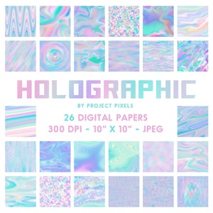Holographic Digital Paper, Iridescent Texture, Rainbow Paper, Pastel ...