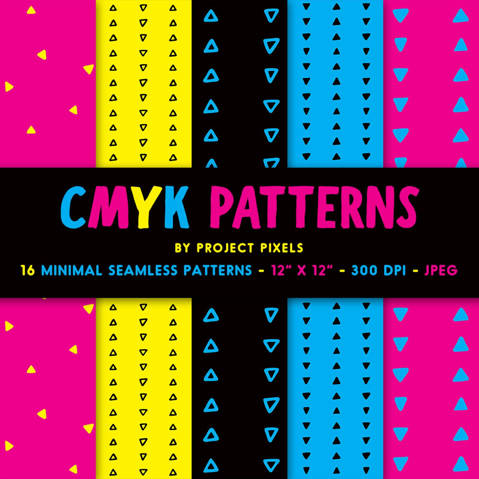 CMYK Patterns, Minimal Seamless Patterns, Cyan Magenta Yellow Black ...