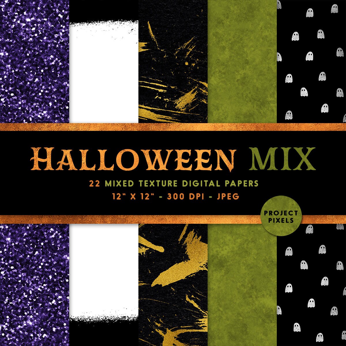 Halloween Mix Digital Paper Pack Mixed Media Textures Spooky - Etsy