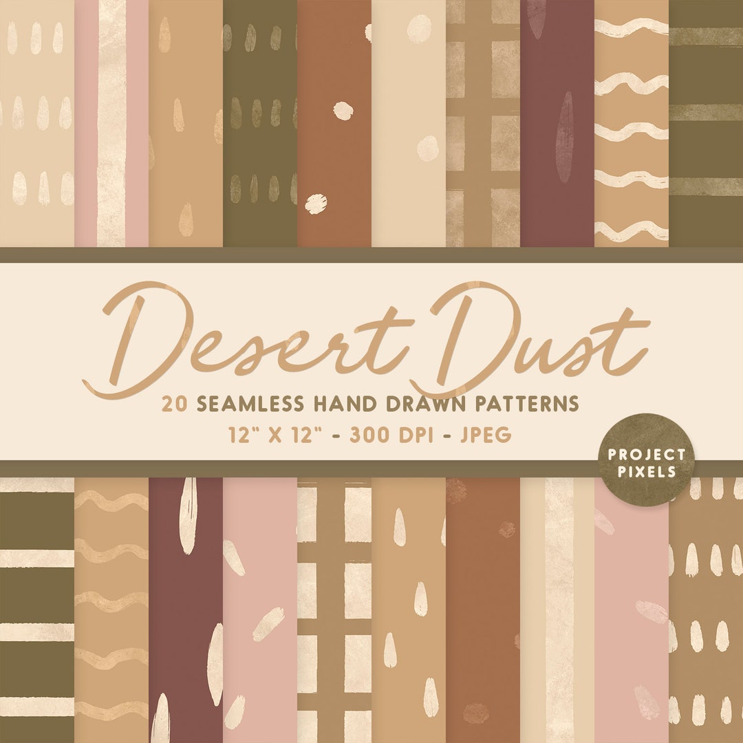 Desert Dust Hand Drawn Patterns, Minimal Seamless Patterns, Natural ...