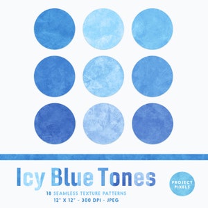 Icy Blue Tones, Seamless Texture Patterns, Gradient Digital Paper ...