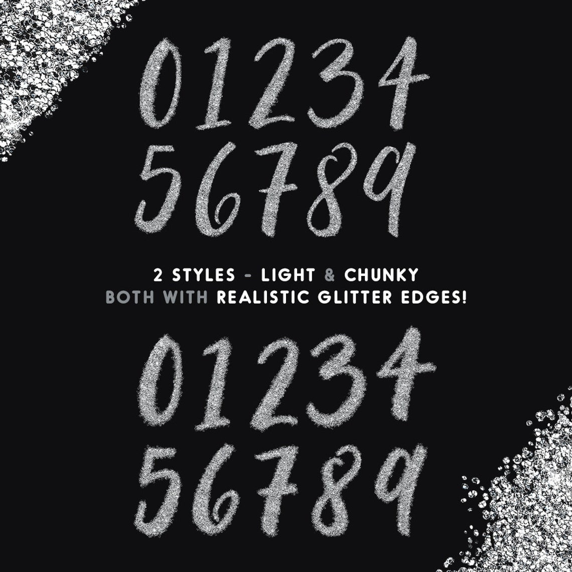 Silver Glitter Numbers Clip Art, Glitter Clipart, Birthday Clipart ...