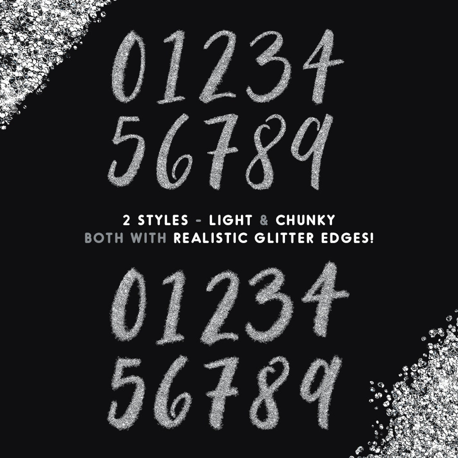 Silver Glitter Numbers Clip Art, Glitter Clipart, Birthday Clipart ...