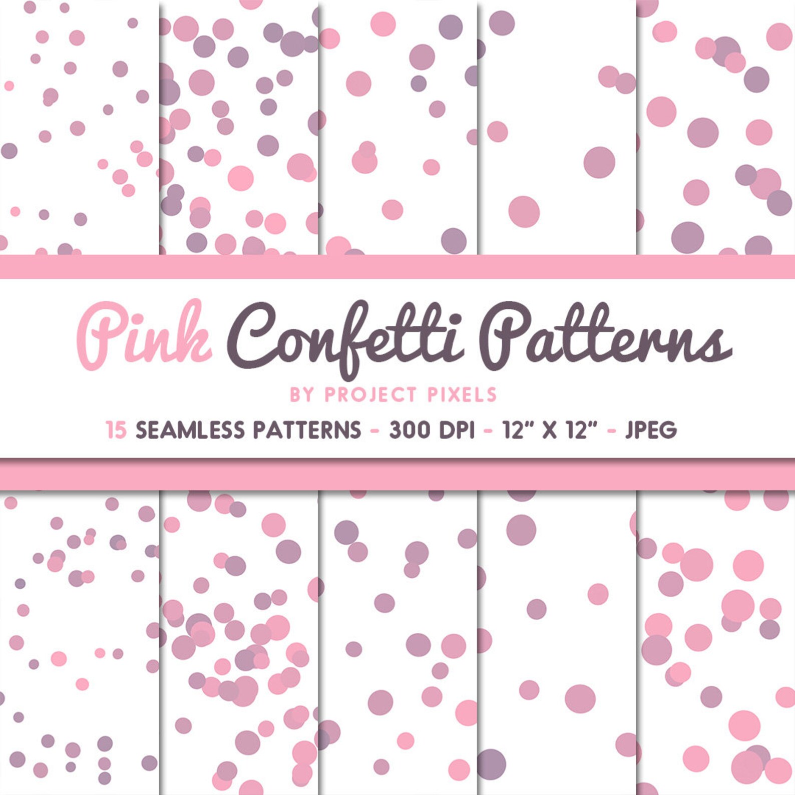 Pink Confetti Patterns, Confetti Overlay, Confetti Clipart, Seamless ...