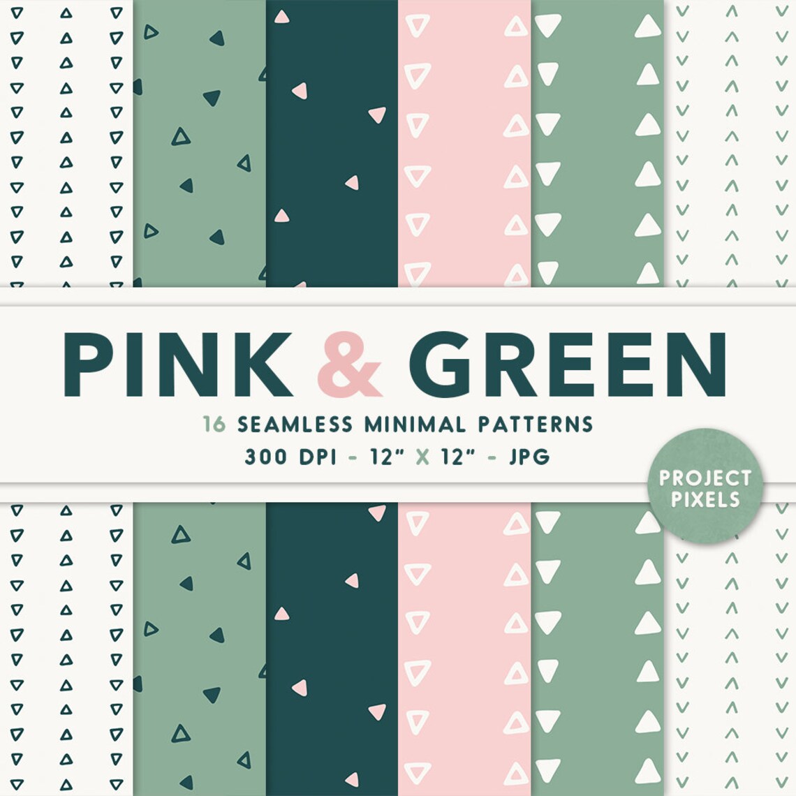 Pink and Green Patterns Minimal Seamless Patterns Hand Drawn | Etsy