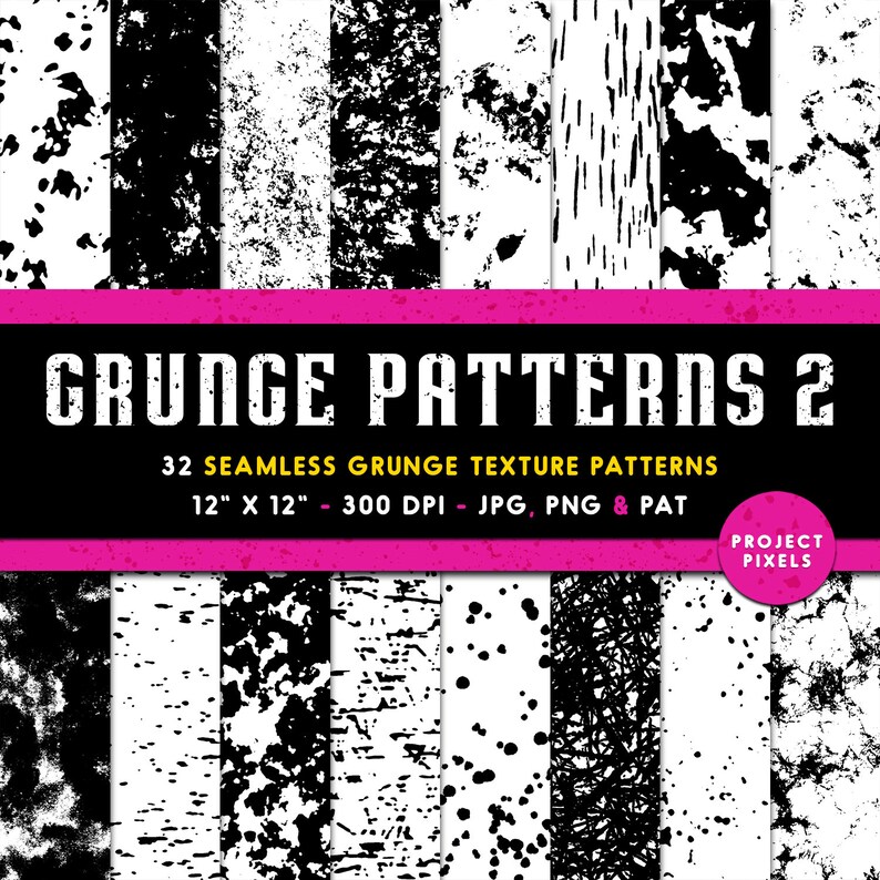 Seamless Grunge Patterns 2, Grunge Textures, Grunge Clip Art, Texture ...