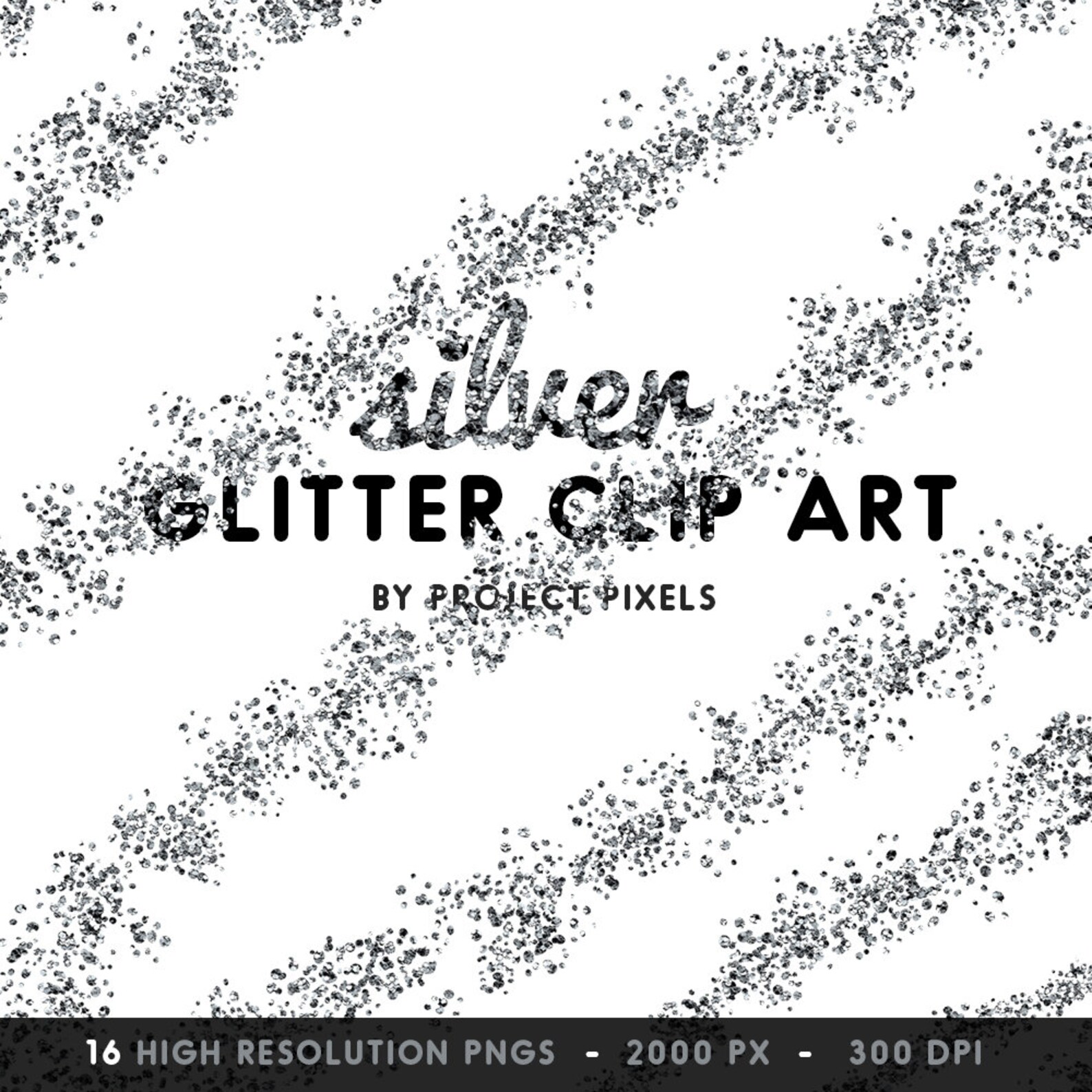 Silver Glitter Clip Art, Design Elements, Diamond Clip Art, Silver ...