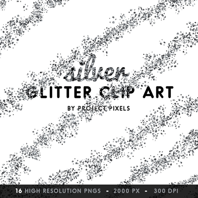 Silver Glitter Clip Art, Design Elements, Diamond Clip Art, Silver ...
