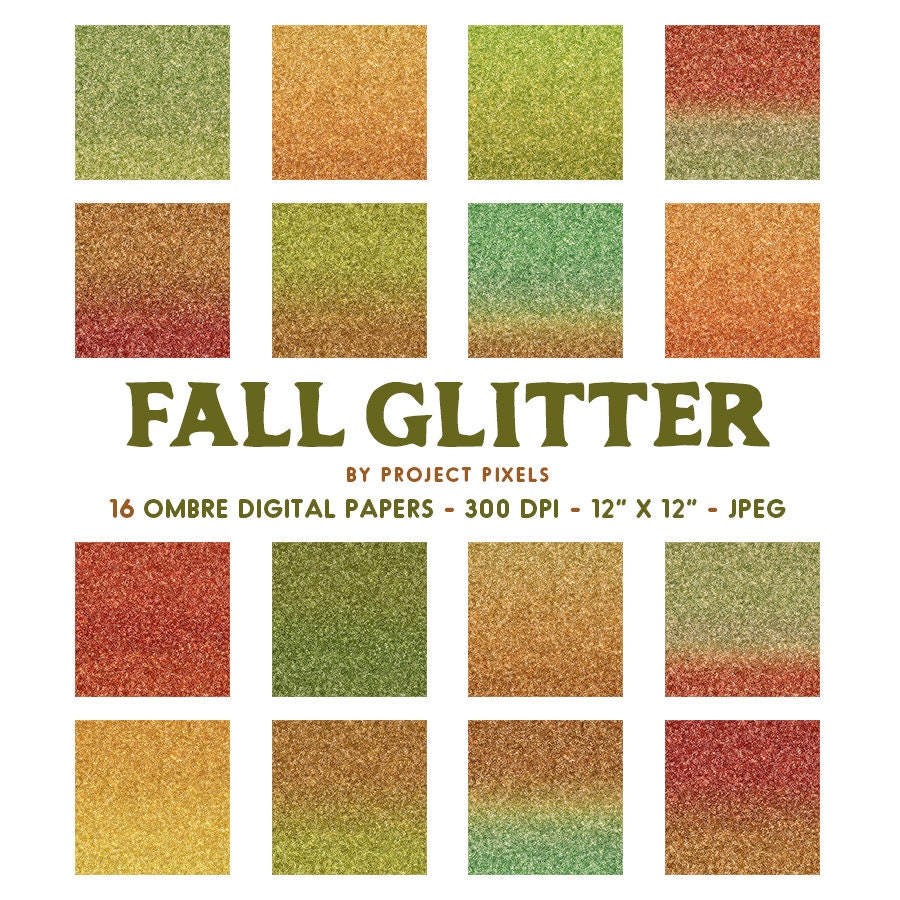 Fall Ombre Glitter Digital Paper Glitter Backgrounds - Etsy