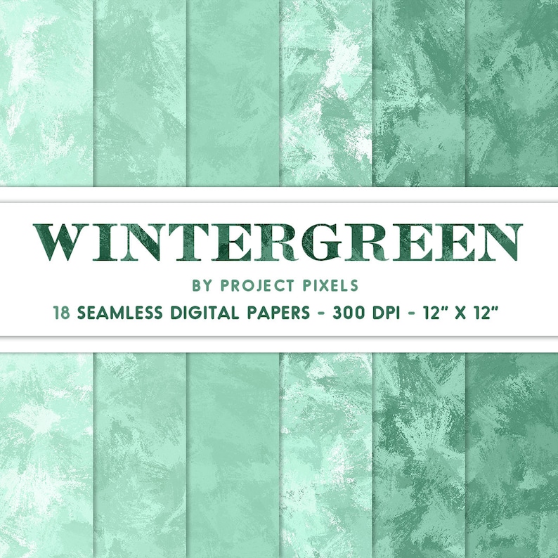 Wintergreen Digital Paper, Winter, Green, Nature Art, Gradient Paper ...