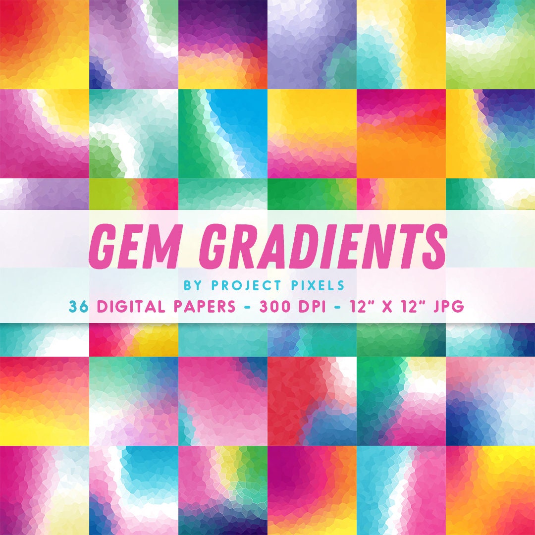Gem Gradients Digital Paper, Gradient Backgrounds, Rainbow Paper ...