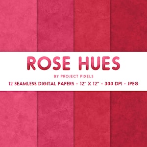 Rose Hues Digital Paper Pack, Pink Red Textures, Gradient Paper ...