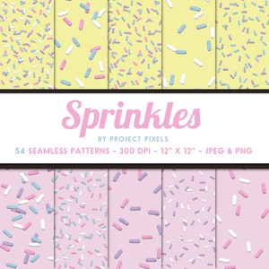 Seamless Sprinkles Patterns, Digital Sprinkle Paper, Donut, Cupcake ...
