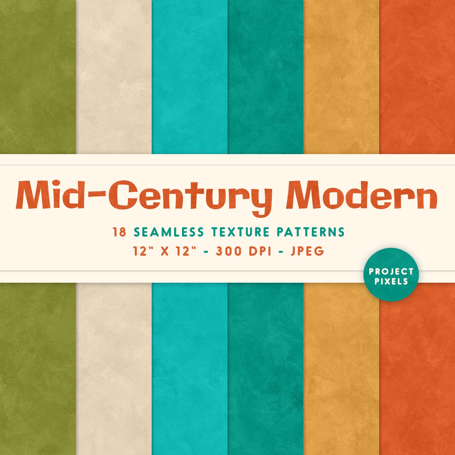 Mid Century Modern, Digital Paper, Retro Seamless Textures, Vintage ...