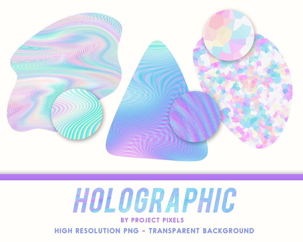 Holographic Organic Shapes Clip Art, Holo Clip Art, Holographic Shapes ...