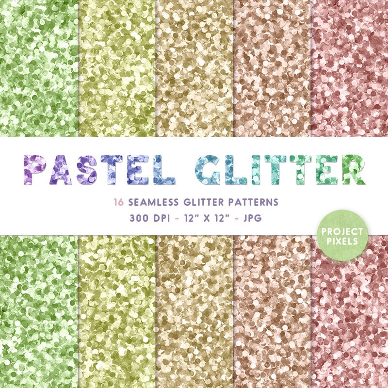 Pastel Glitter, Seamless Patterns, Rainbow Glitter Digital Paper ...