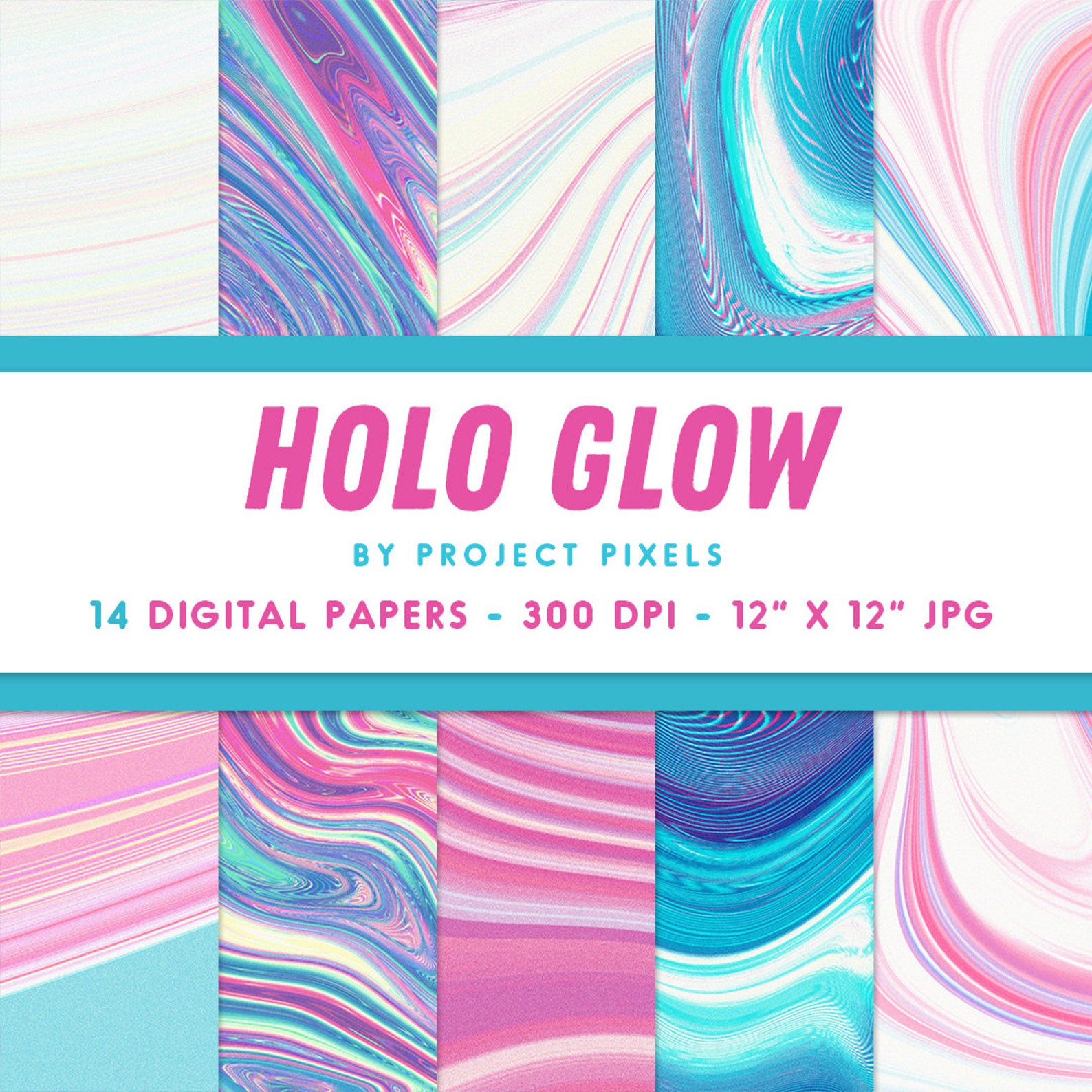 Holo Glow Digital Paper Iridescent Digital Rainbow Abstract | Etsy
