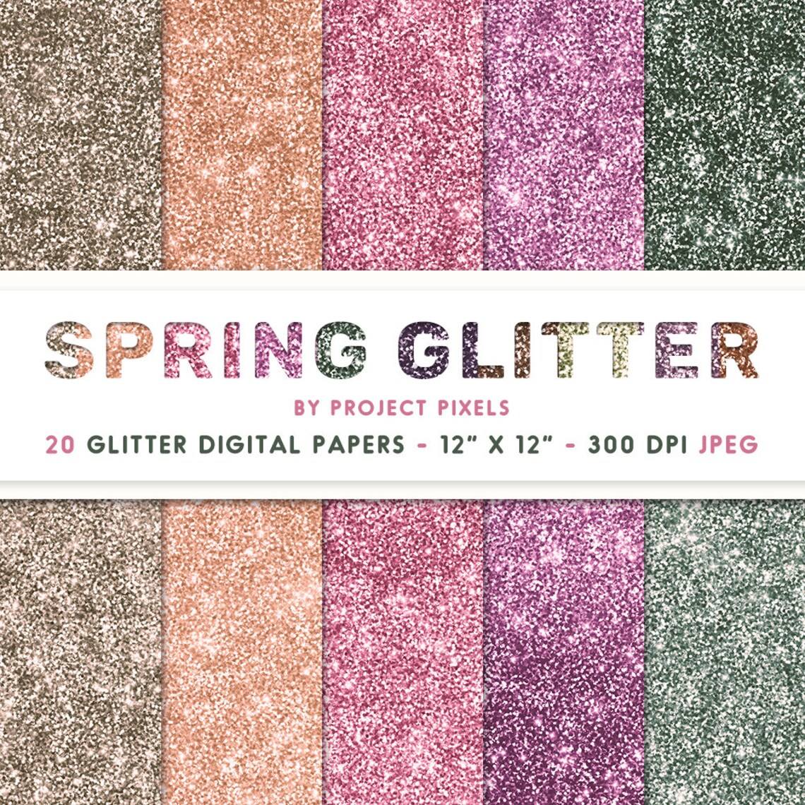 Spring Glitter Digital Paper Glitter Backgrounds Glitter | Etsy