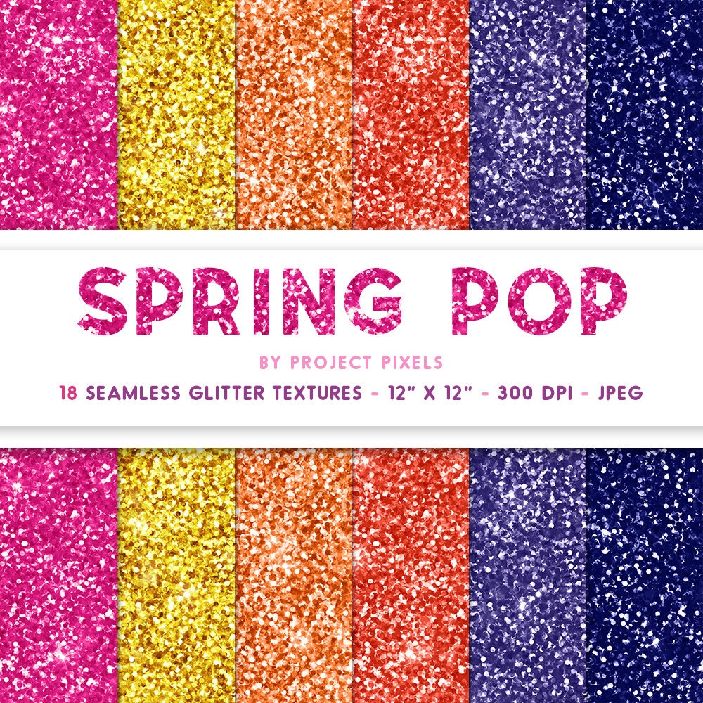 Spring Pop Glitter, Seamless Patterns, Colorful Glitter Digital Paper ...