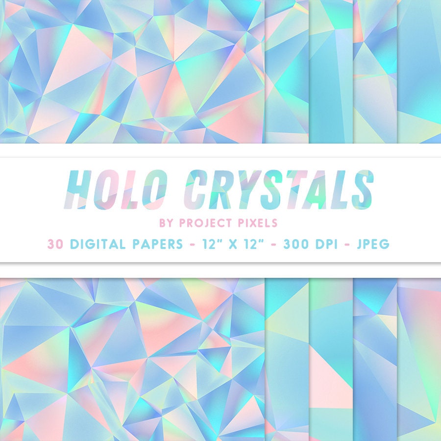 Holographic Crystal Digital Paper, Iridescent Rainbow Paper, Pastel ...